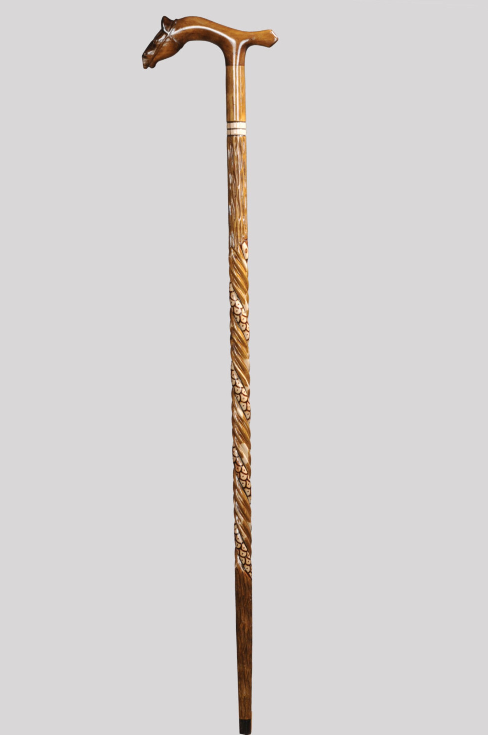 Handmade Wooden Walking Cane | Horse Head Embroidered Walking Stick ...
