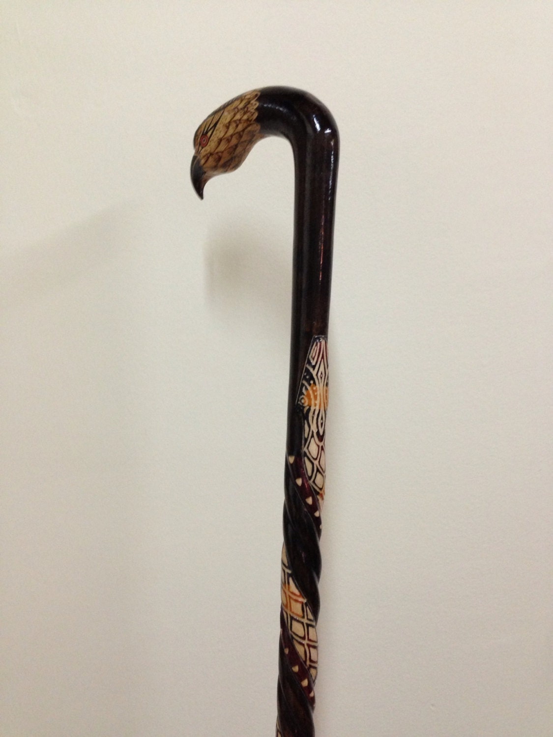Handmade Wooden Walking Cane | Embroidered & Patterned Walking Stick ...