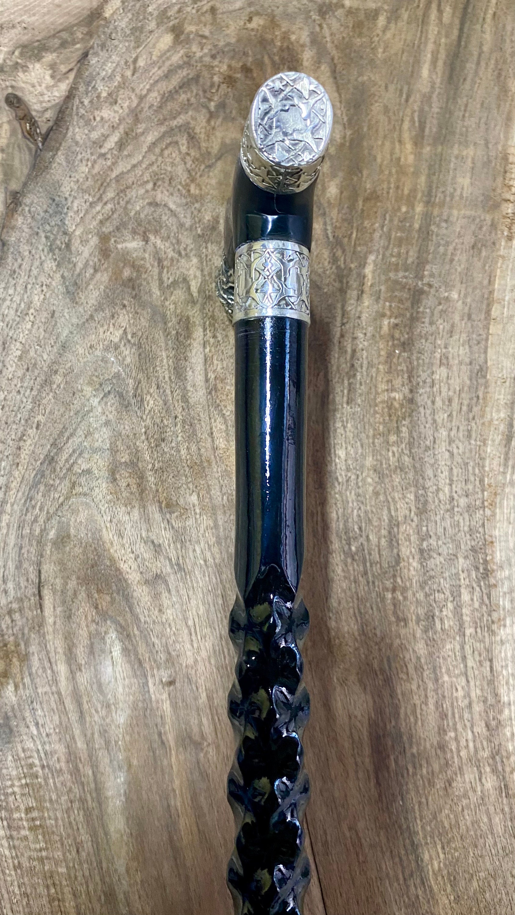 Silver Wolf Handle Carved Walking Stick Personalized Walking - Etsy