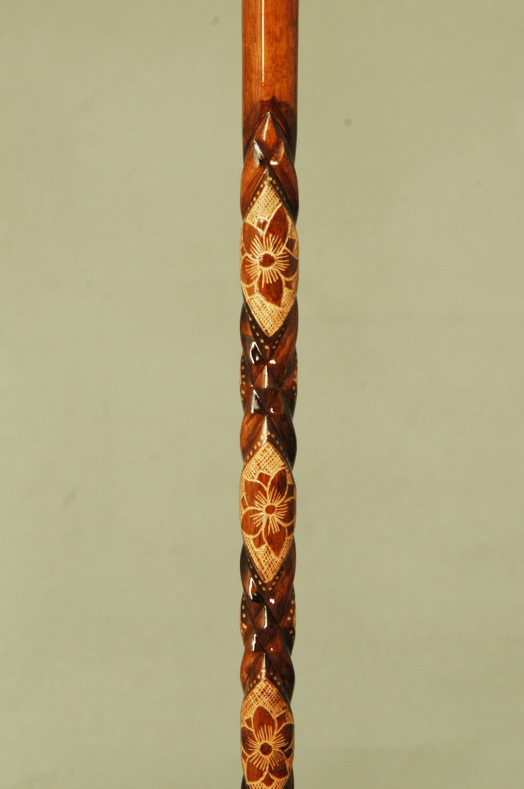 Handmade Floral Wooden Walking Cane - Personalized Diamond Shaped ...