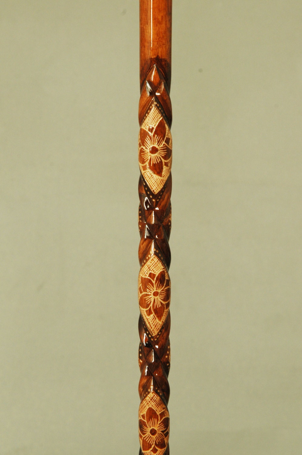 Handmade Floral Wooden Walking Cane Personalized Diamond Shaped Walking ...