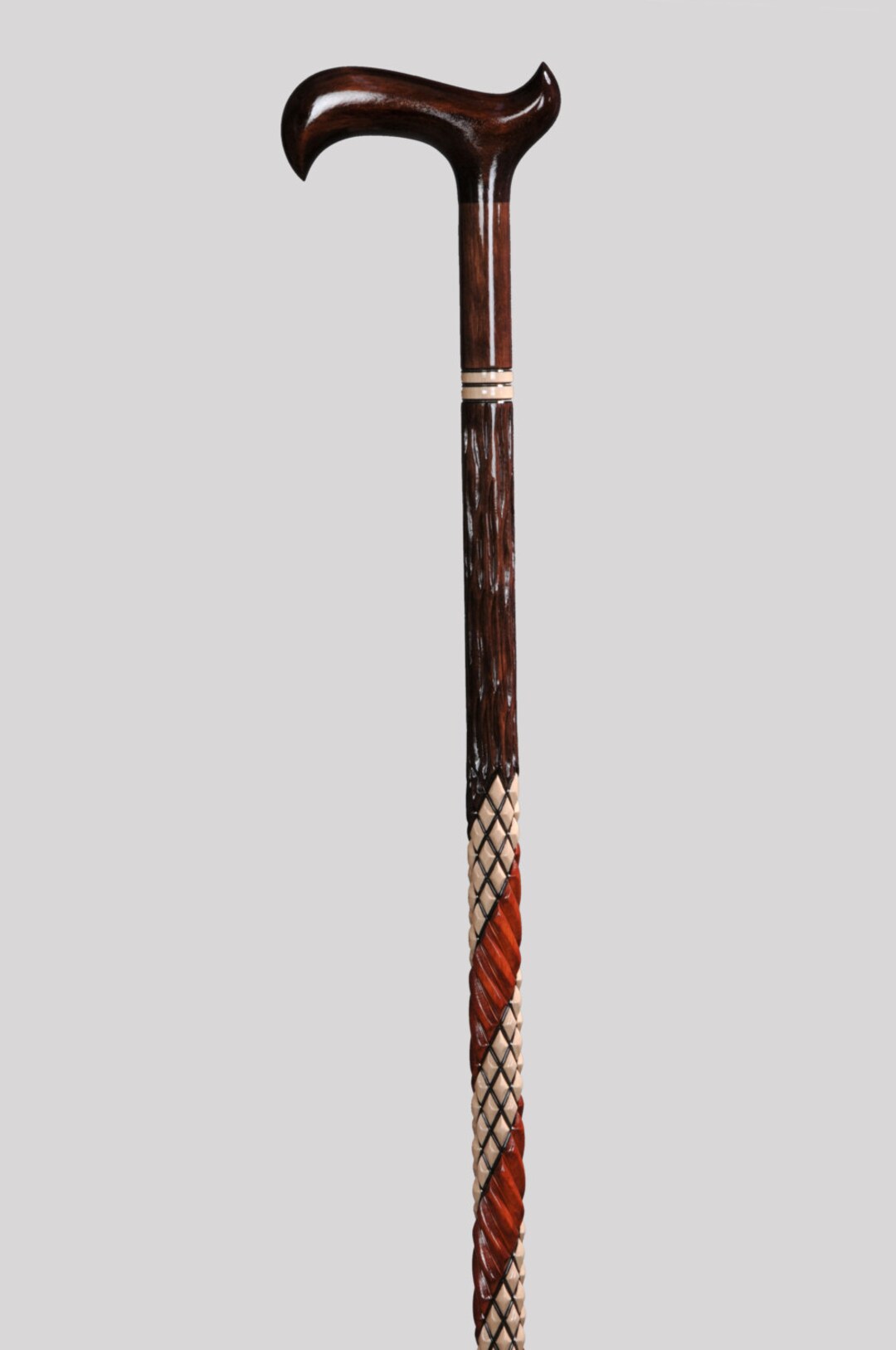Handmade Natural Wood Walking Stick - Unique Rustic Carved Cane ...