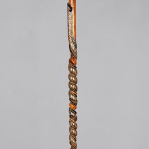 Handmade Wooden Walking Cane | Snake Embroidered & Patterned Walking ...