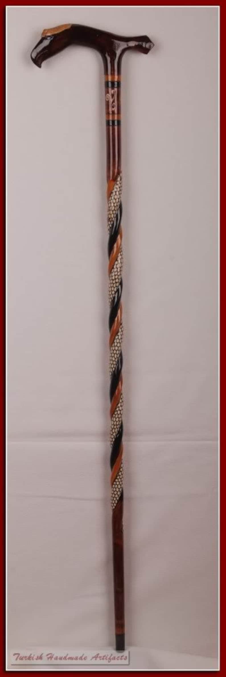 Unique Handcrafted Wooden Walking Cane Stylish and Functional Mobility ...