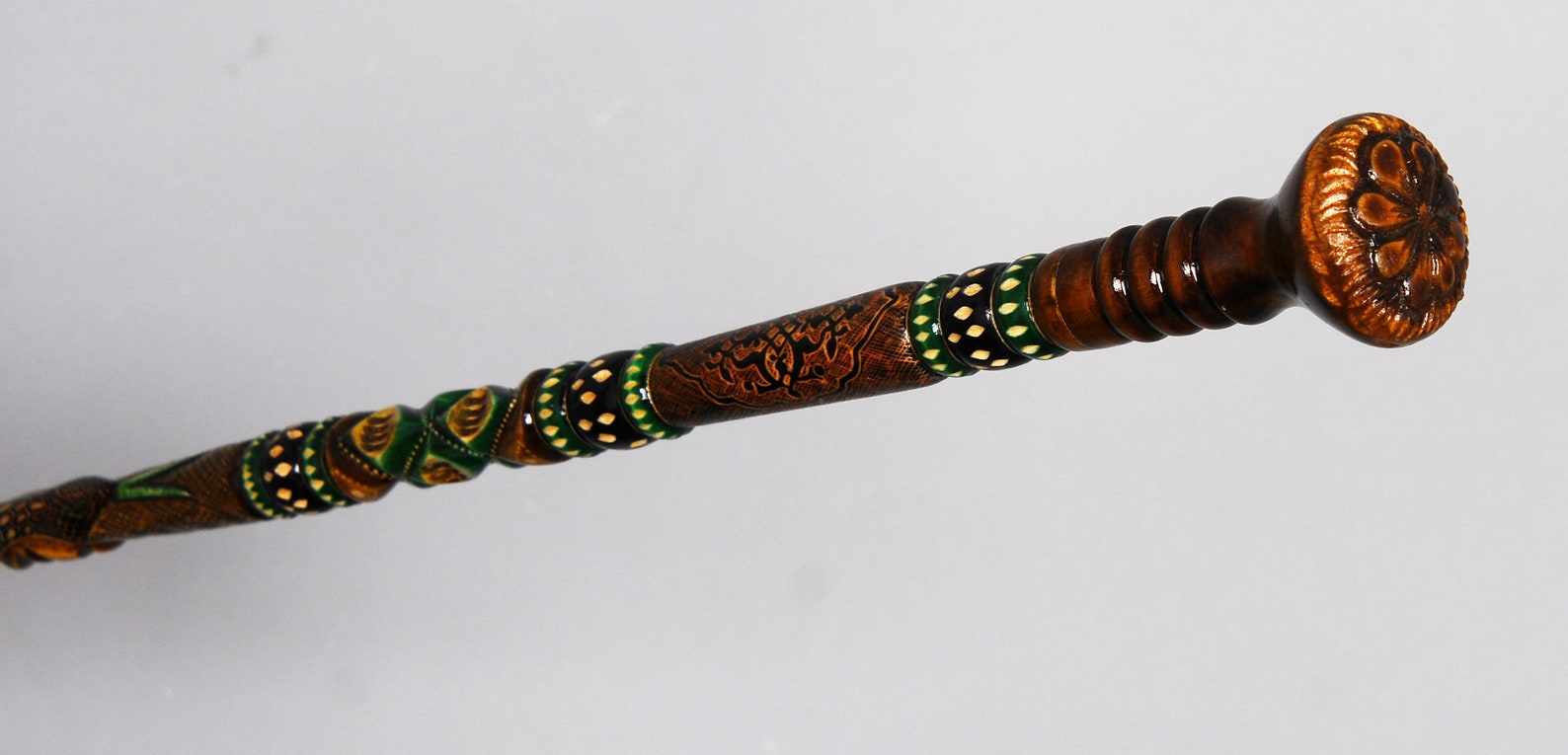 Handmade Knob Handle Wooden Walking Cane | Embroidered & Patterned ...