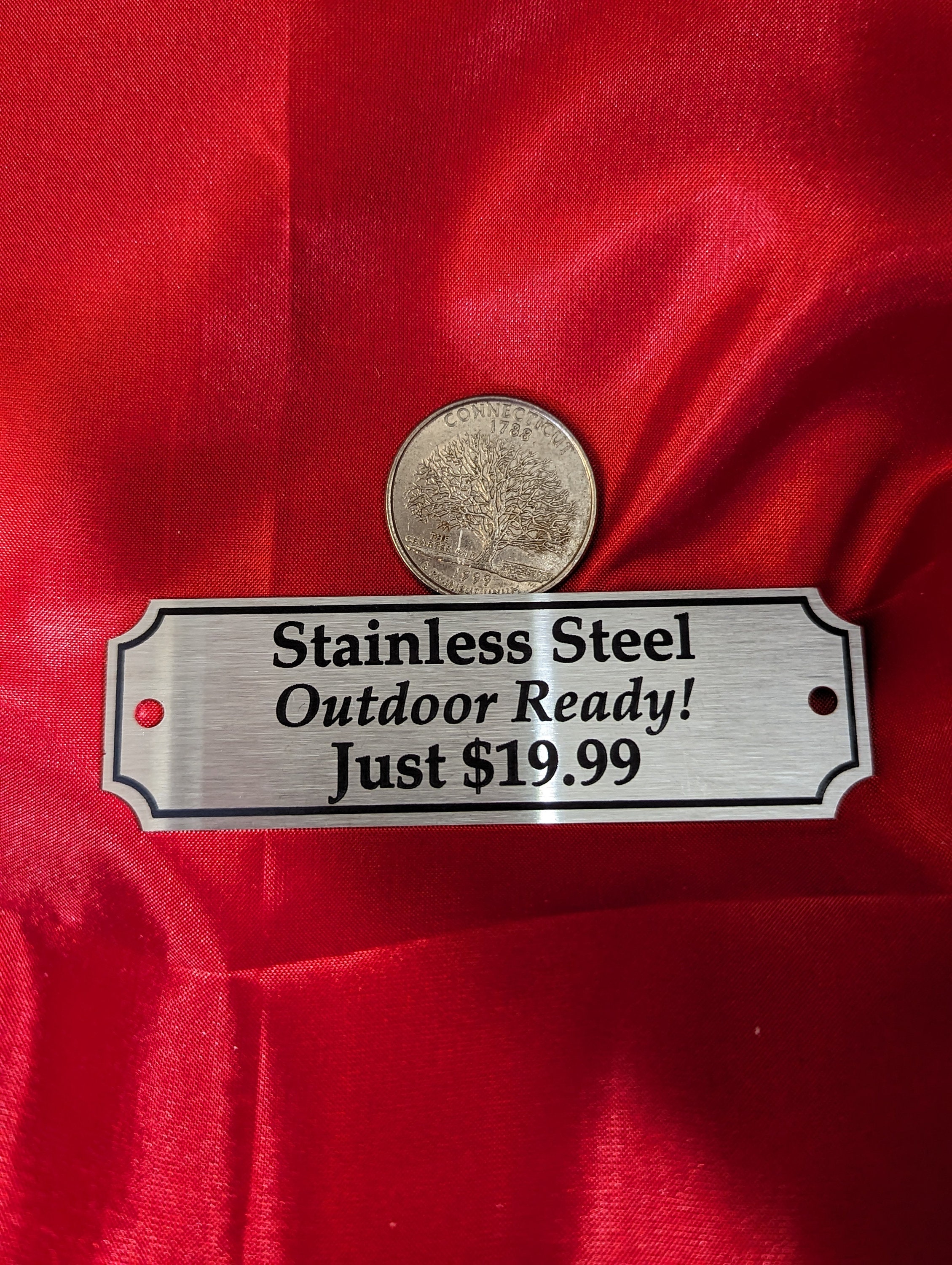 Engraved Stainless Steel Outdoor Tag, Notched Corner Border, Custom ...