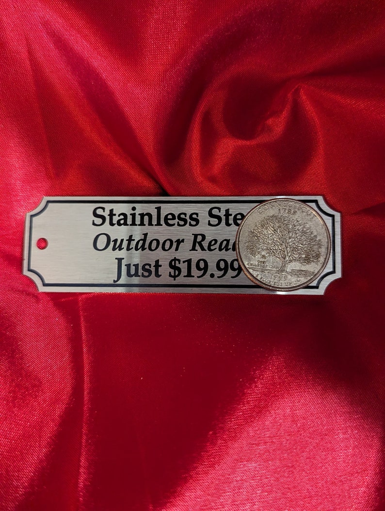 Engraved Stainless Steel Outdoor Tag, Notched Corner Border, Custom ...