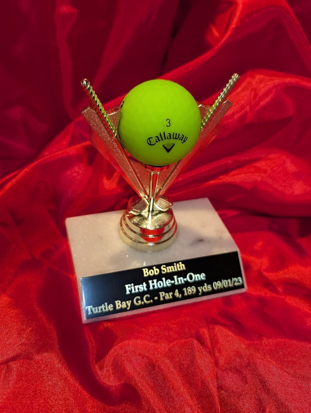Engraved Golf Ball Display: Hole in One Gift With Marble Base - Etsy