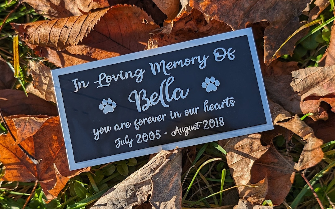 Engraved Pet Memorial Plaque: Paw Prints, Personalized Urn Marker - Etsy