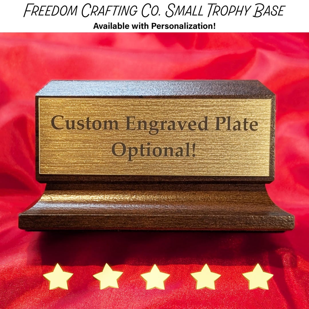 Trophy Base - Small - Cherry Finish With Hole for Mounting and Optional ...