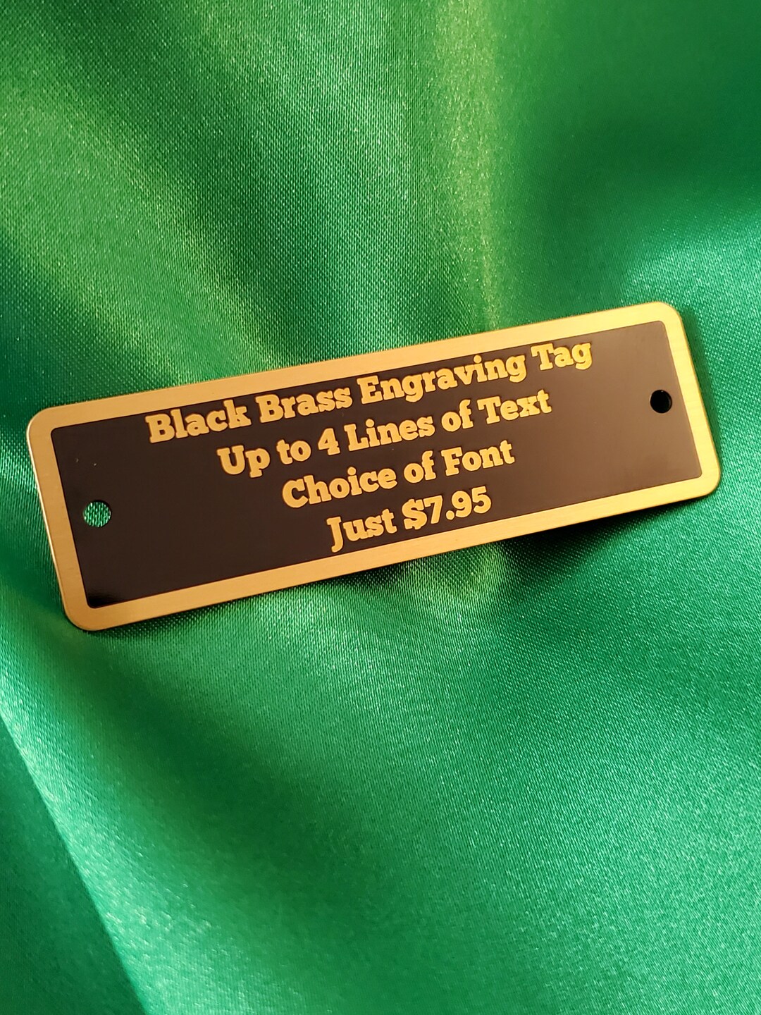 Custom Black Brass Engraved Tag: Rounded Corners, Gold Border (3 1/4 X ...