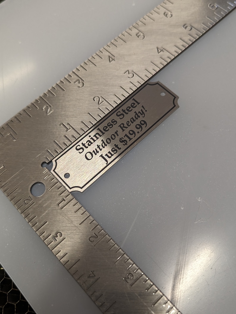Engraved Stainless Steel Outdoor Tag, Notched Corner Border, Custom ...