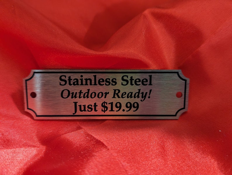 Engraved Stainless Steel Outdoor Tag, Notched Corner Border, Custom ...