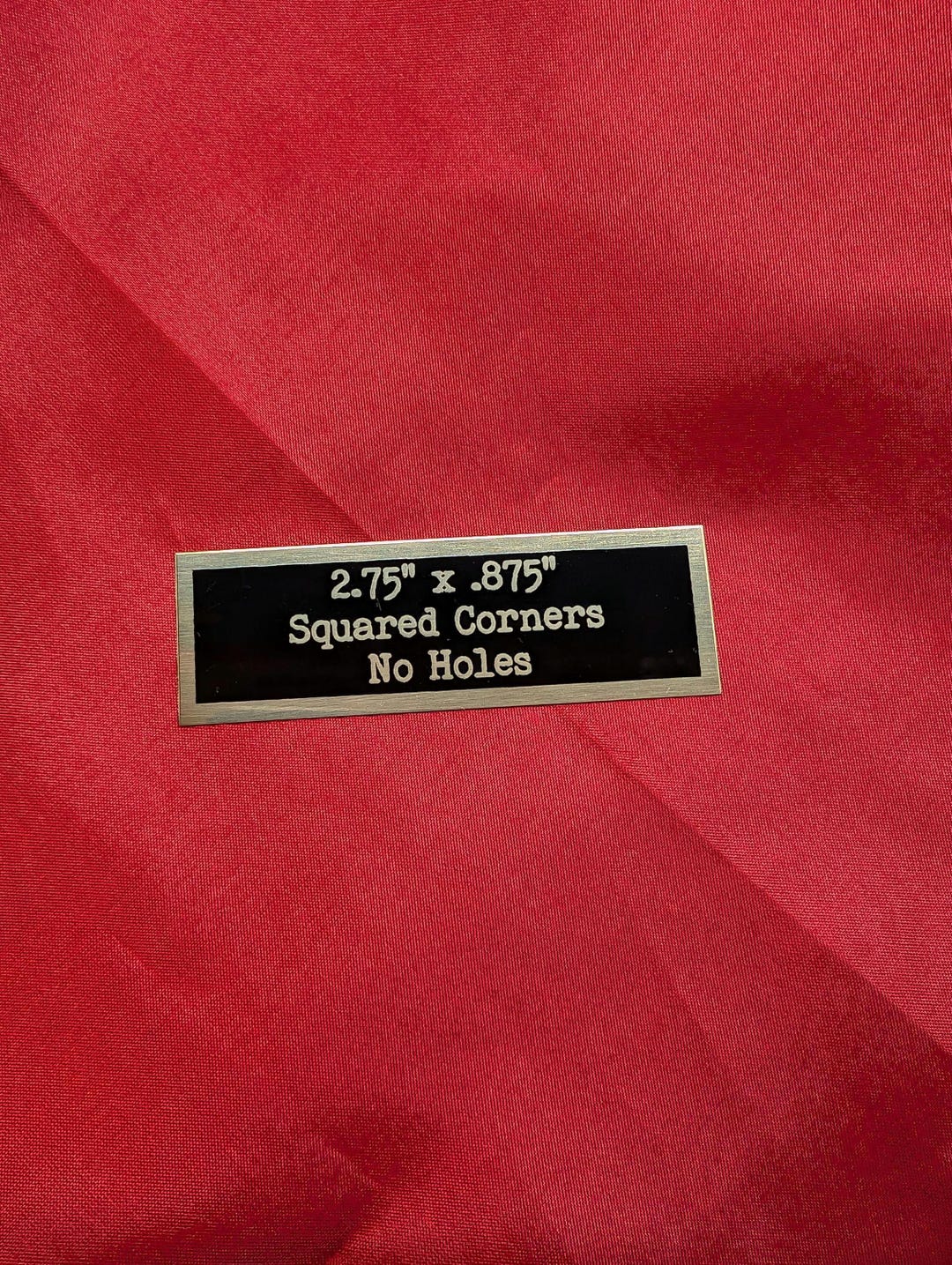 Engraved Black Brass Tag: Gold Border, Squared Corners, Custom Text (2. ...