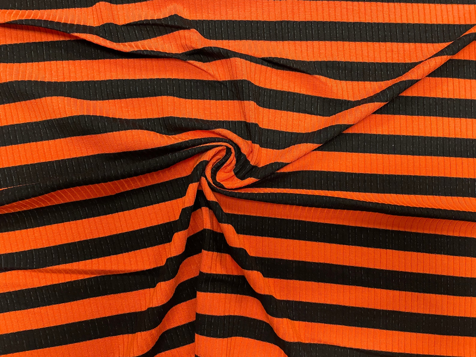 Orange Black Stripe Rib Knit Print 23 4x2 Jersey Knit - Etsy