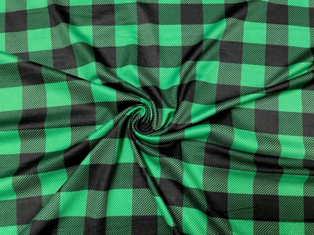 Buffalo Plaid Green Black DBP Print #631 Double Brushed Polyester ...
