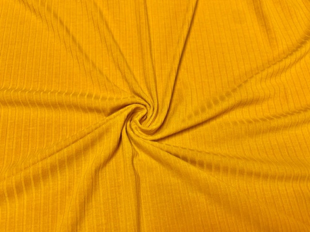 Mustard Yellow DBP 8X3 Rib Knit #26 Double Brushed Polyester Spandex ...