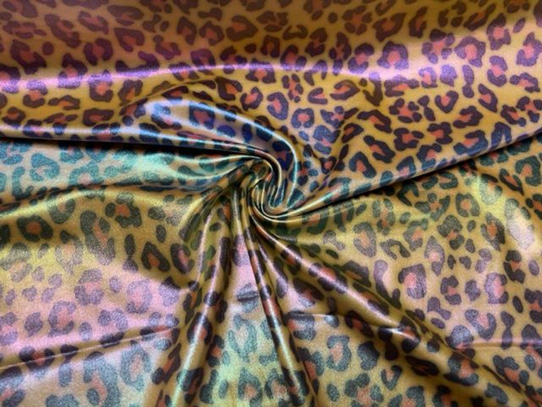 Leopard Spot Animal Holographic Pleather Print #47 Shiny Faux Leather ...