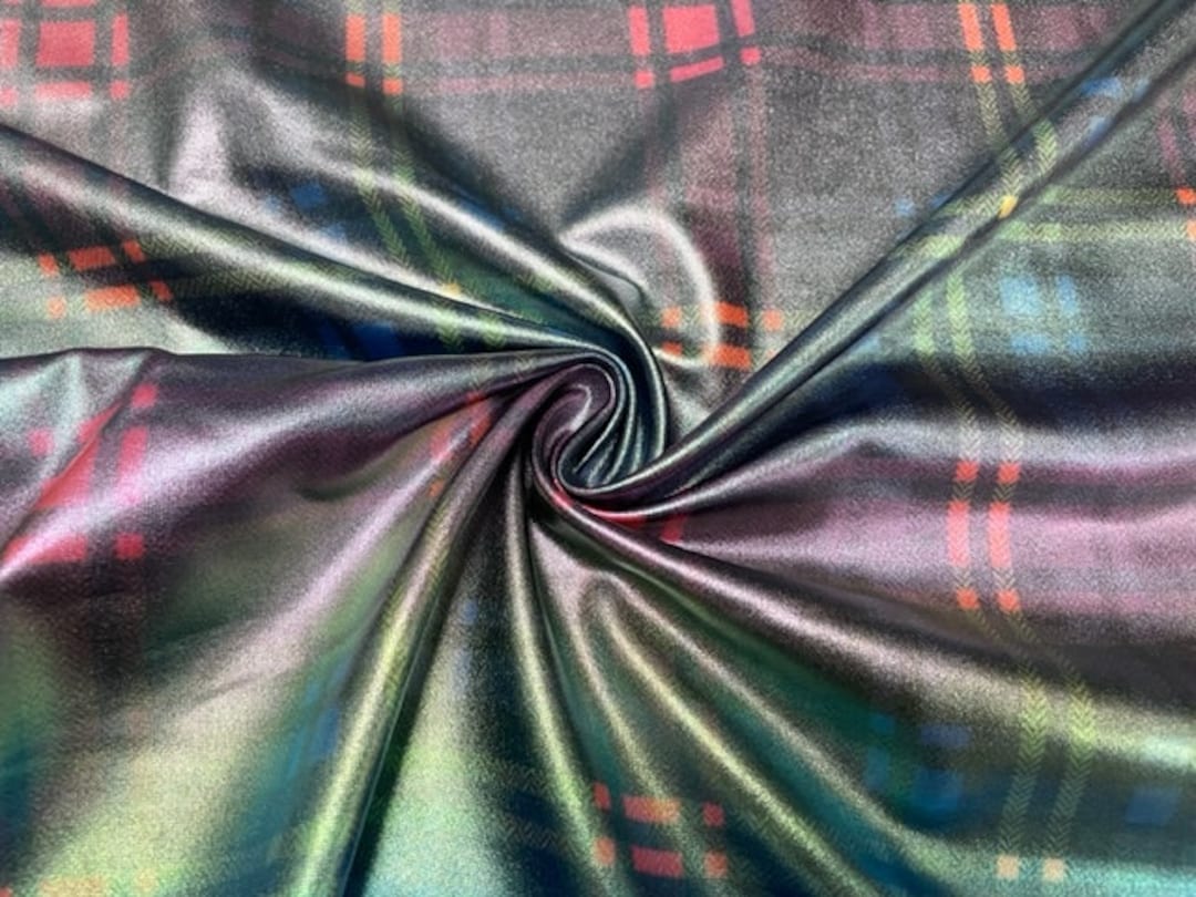 Plaid Holographic Pleather Print #1 Shiny Faux Leather Stretch Vinyl ...