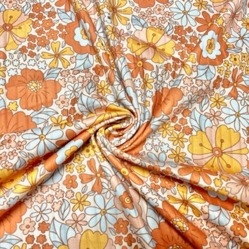 Retro Floral Fabric - Etsy