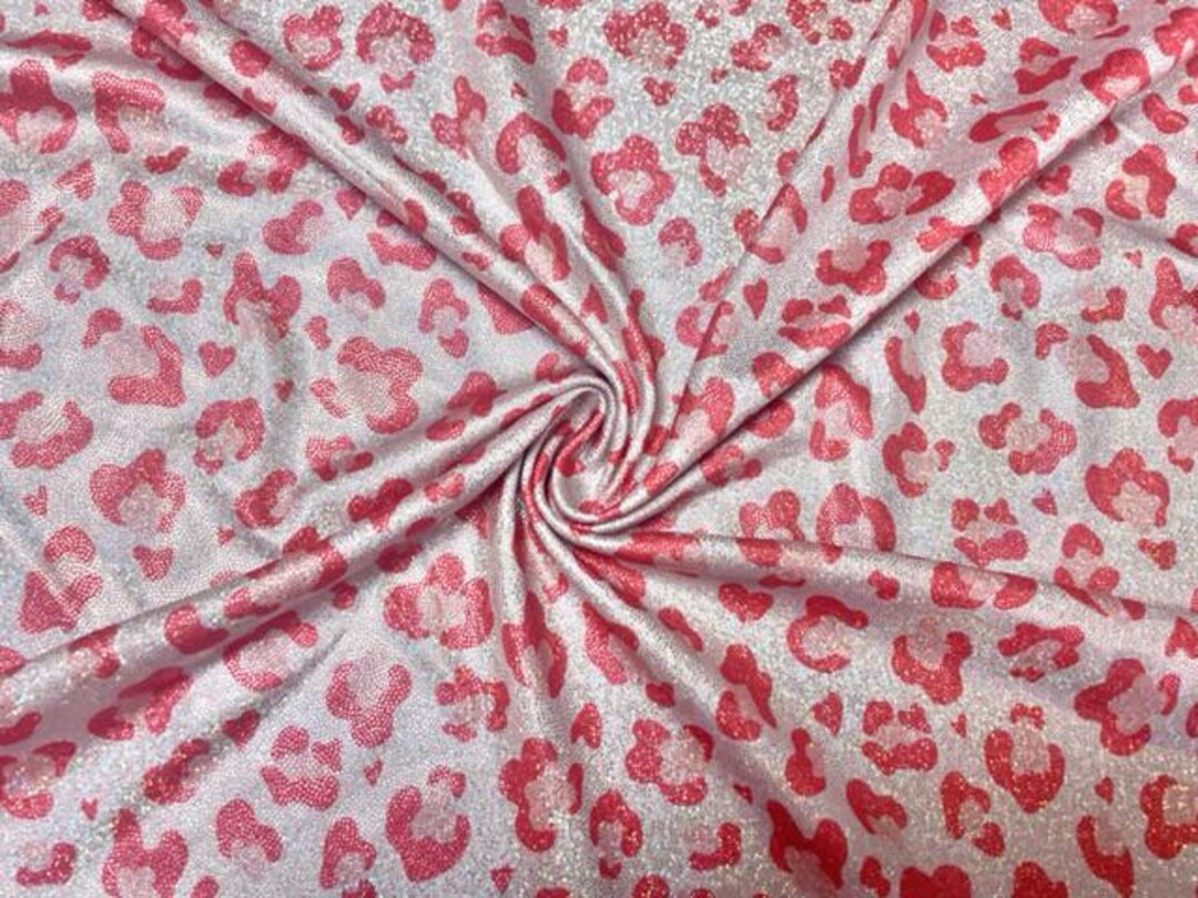 Red Leopard Animal Spot Print #41 Shiny Shimmer Stretch Poly Spandex ...