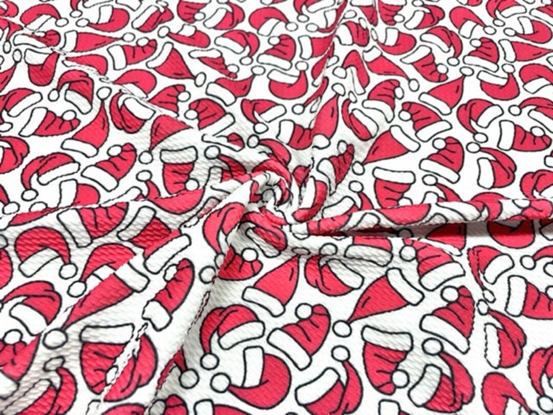 Santa Hat Christmas Xmas Bullet Print 635 Ribbed Scuba Techno Double ...