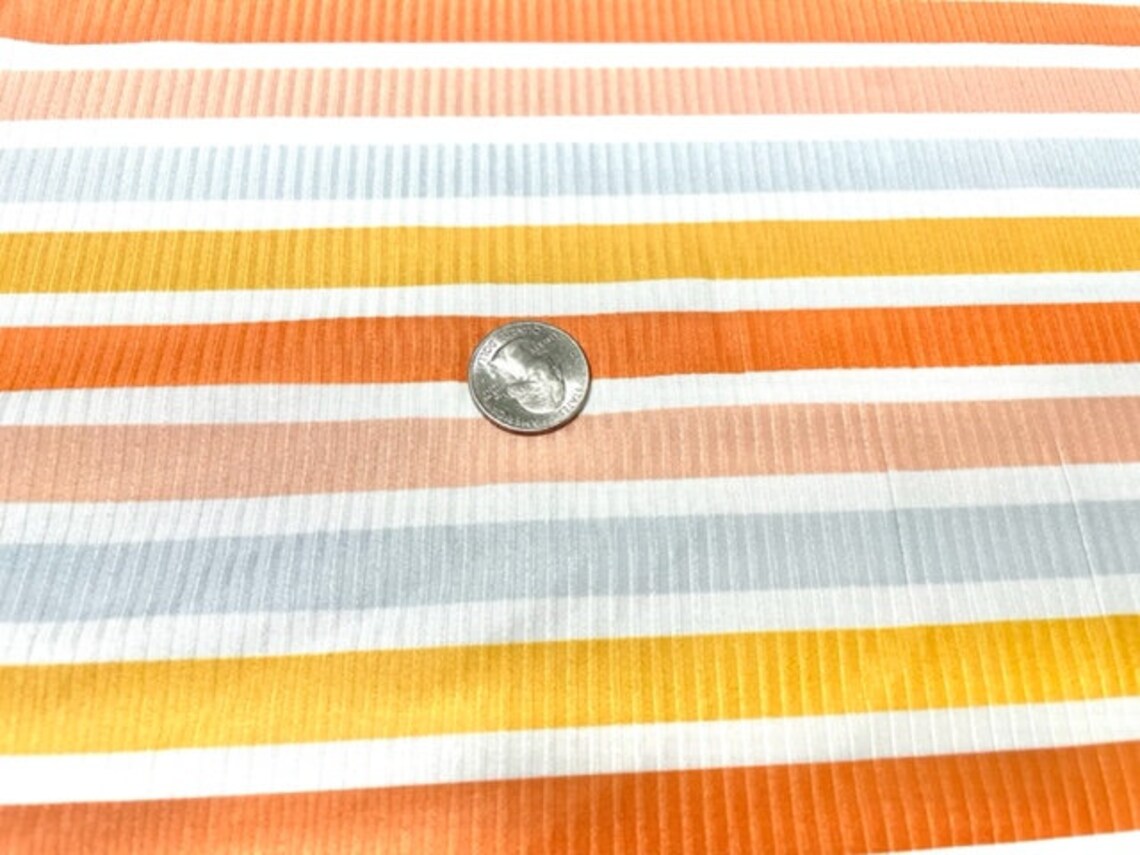 Fall Stripe DBP 4x2 Rib Knit Print #245 Double Brushed Poly Spandex ...