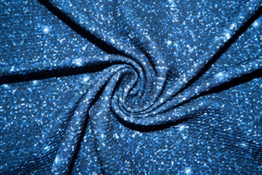 Navy Glitter Bullet Print 83 Ribbed Scuba Techno Double Knit Poly ...