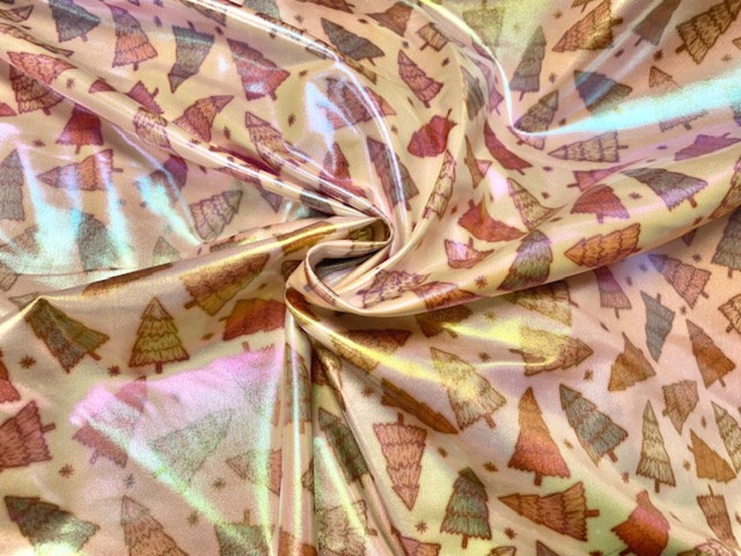 Holo Pleather Brittany Frost Designs Xmas Tree Print #29 Shiny Stretch ...