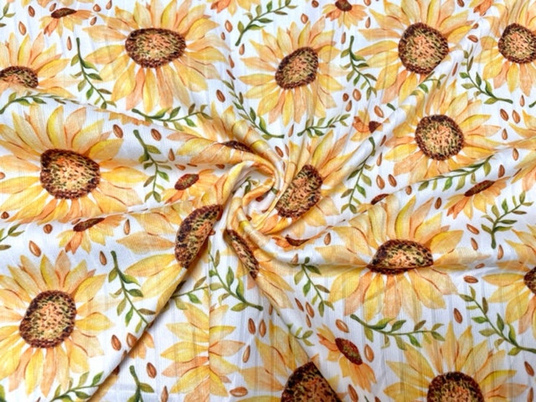 8x3 Fall Sunflower Floral DBP Knit Print #393 Double Brushed Poly ...