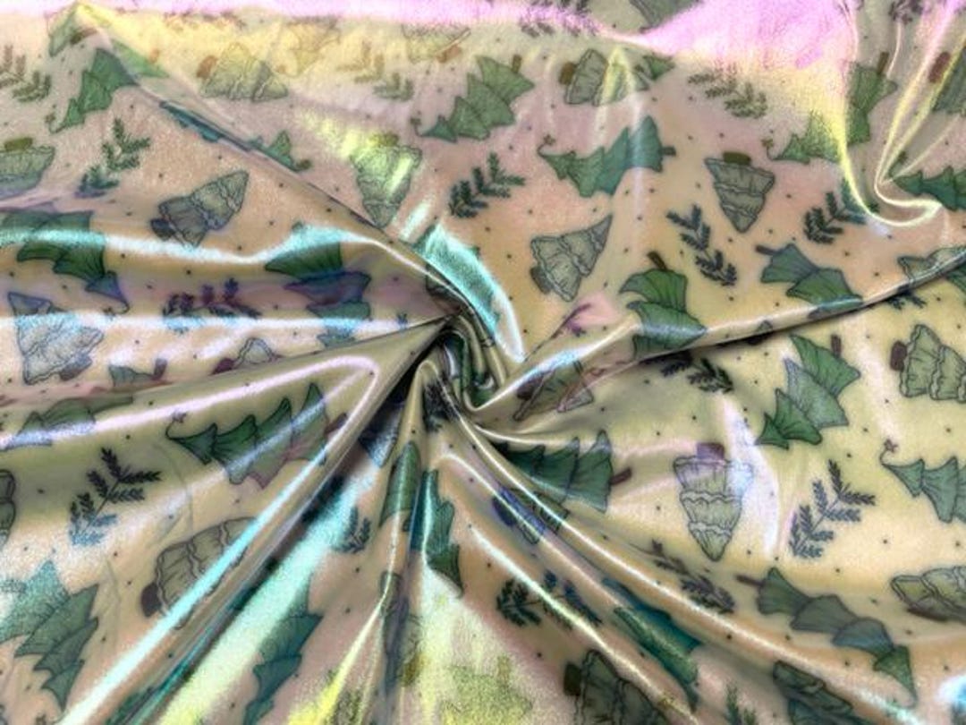 Holo Pleather Brittany Frost Designs Xmas Tree Print #48 Shiny Stretch ...