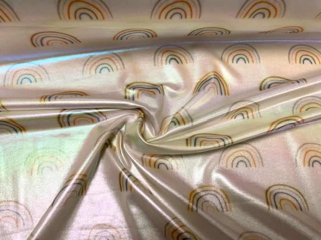 Rainbow Boho Holographic Pleather Print #50 Shiny Faux Leather Stretch ...