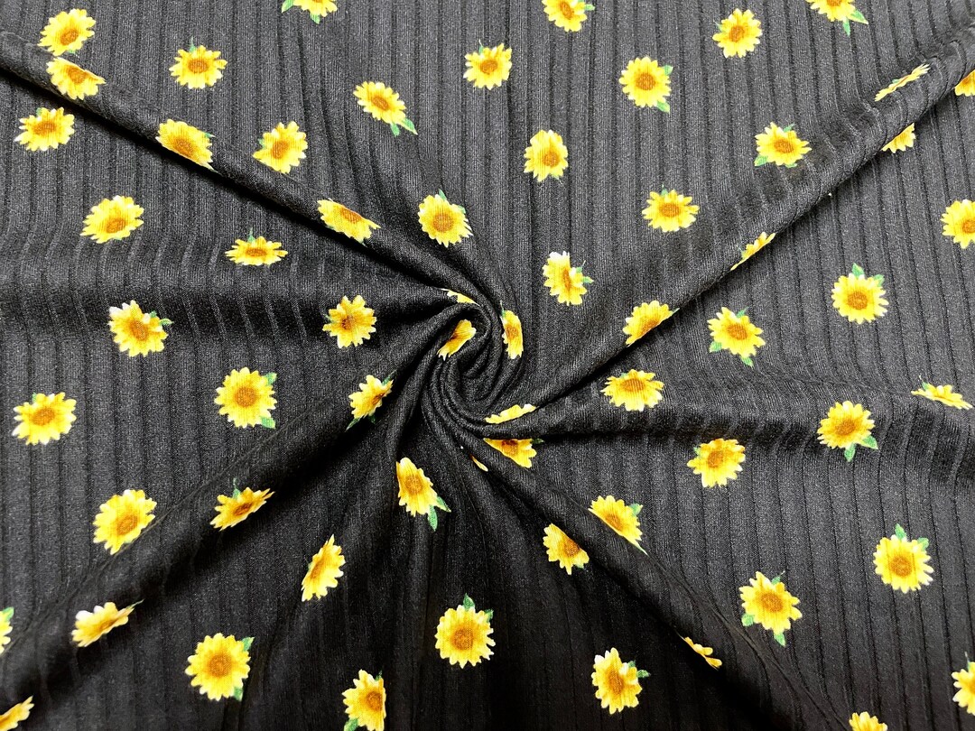 Sunflower Rib Knit 8X3 DBP Print #60 Jersey Knit Polyester Spandex ...