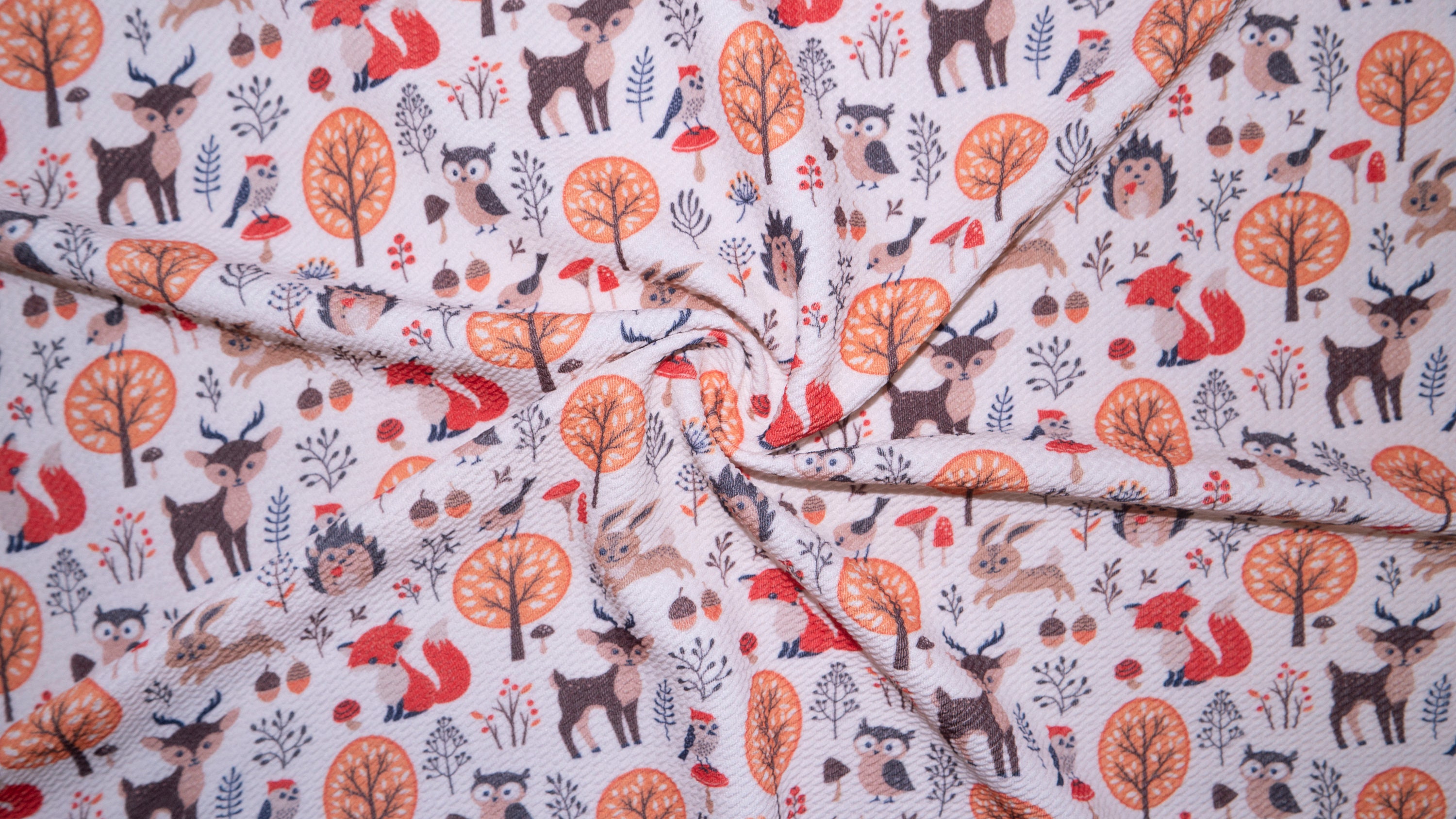 Woodland Animals Bullet Print 297 Ribbed Scuba Techno Double - Etsy