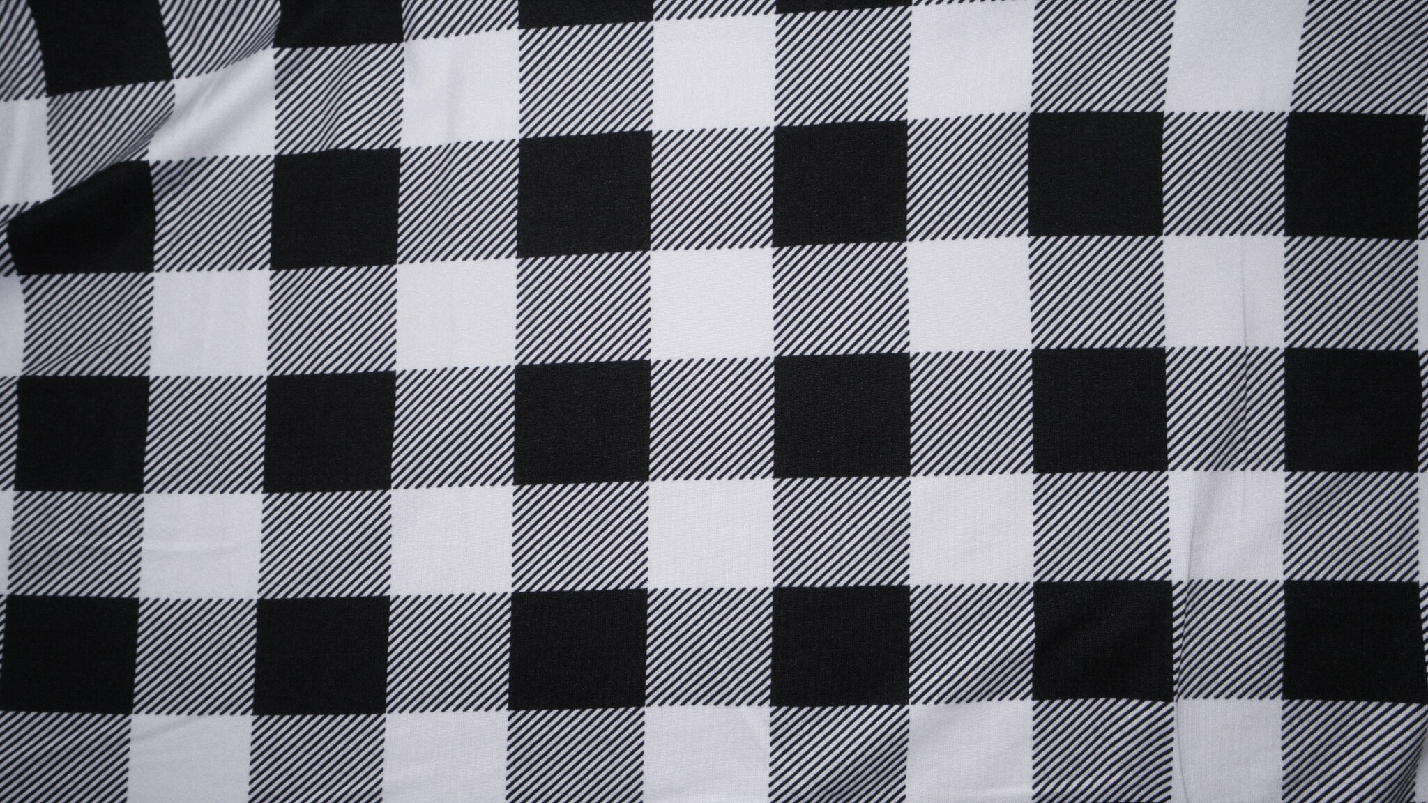 Double Brushed Poly Black and White Buffalo Plaid Print 57 | Etsy