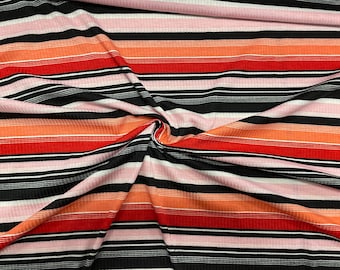 Rainbow Stripe Rib Fabric - Etsy