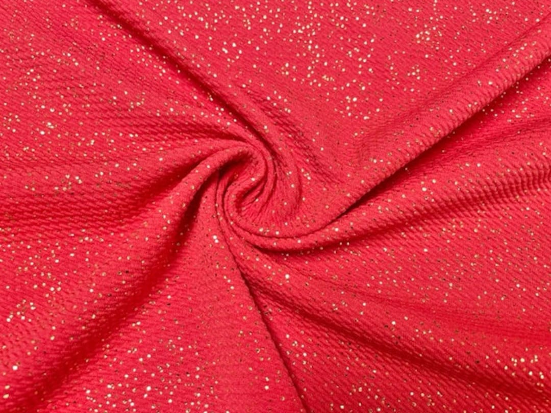 Dot Shimmer Gold Metallic Red Bullet #229 Ribbed Double Knit 2 Way ...