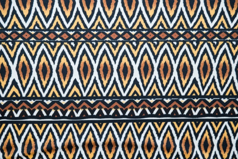 Ethnic Ponte Di Roma Print #17 Double Knit Polyester Spandex Stretch ...