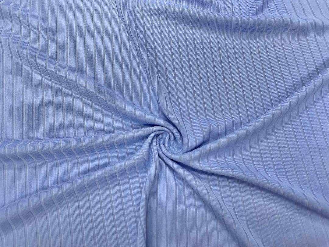 Periwinkle Blue DBP 8X3 Rib Knit #2 Double Brushed Polyester Spandex ...