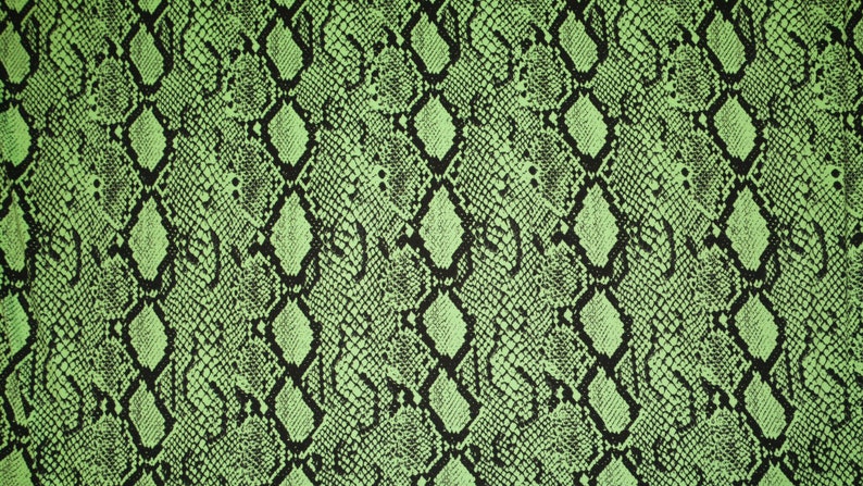 Double Brushed Poly Neon Green Snake Skin Animal Print 51 | Etsy