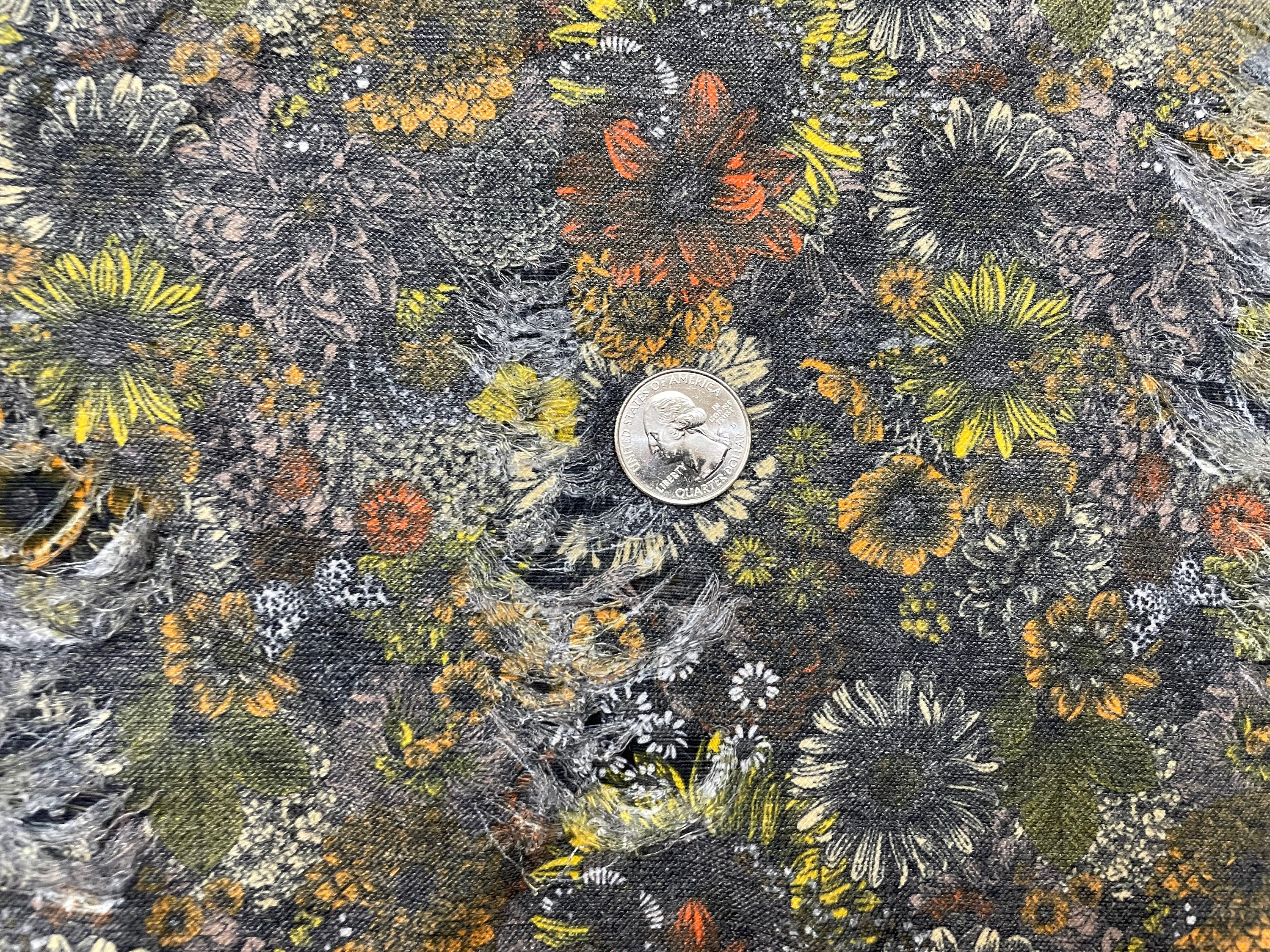 Floral Distressed Denim Print #10 Polyester Rayon Spandex Stretch ...