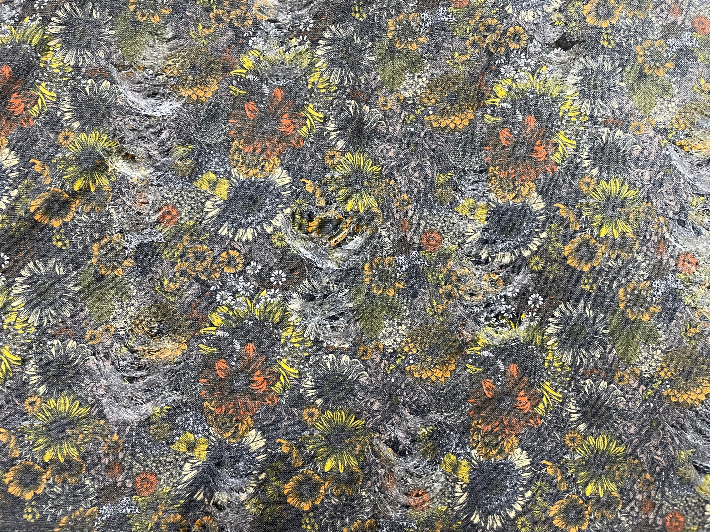 Floral Distressed Denim Print #10 Polyester Rayon Spandex Stretch ...