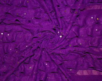 Purple 1 Ruffle Knit Polyester Spandex Spandex Stretch | Etsy