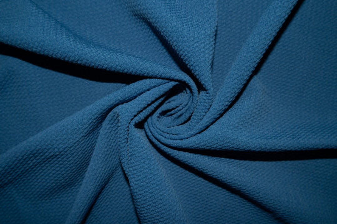 Denim Blue #148 Bullet Ribbed Scuba Techno Double Knit 2-way Stretch ...