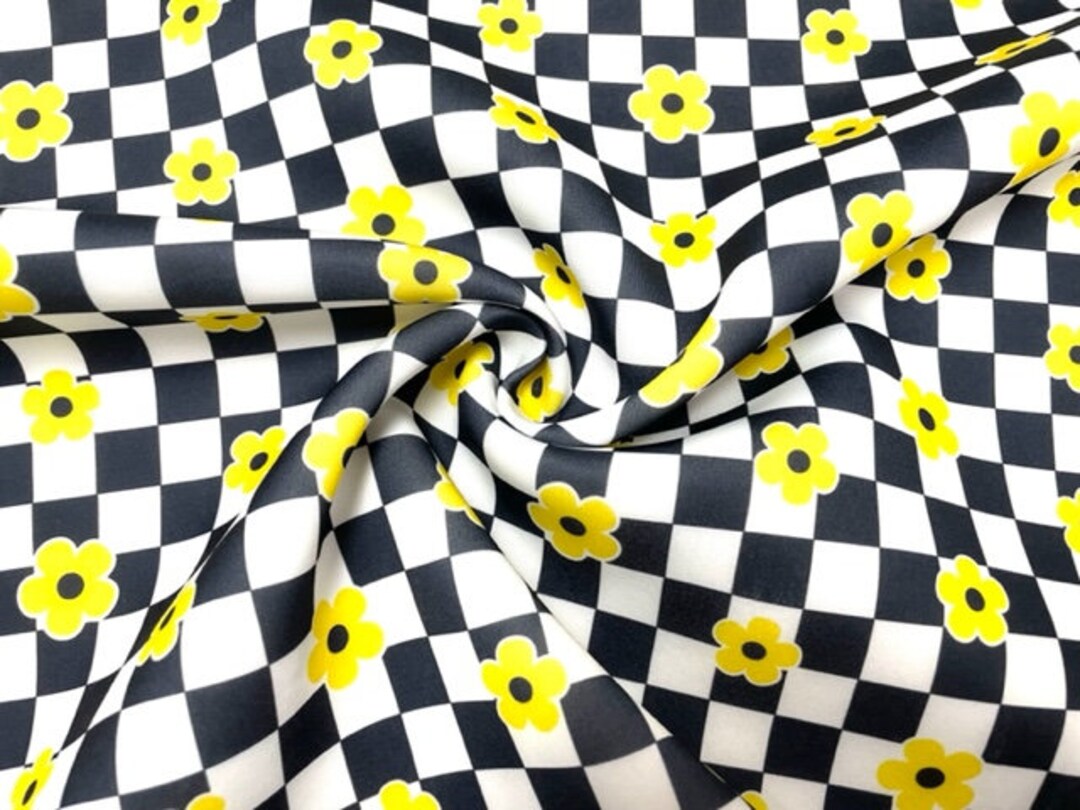 Checkerboard Daisy Super Scuba Techno Print #156 Double Knit Stretch ...