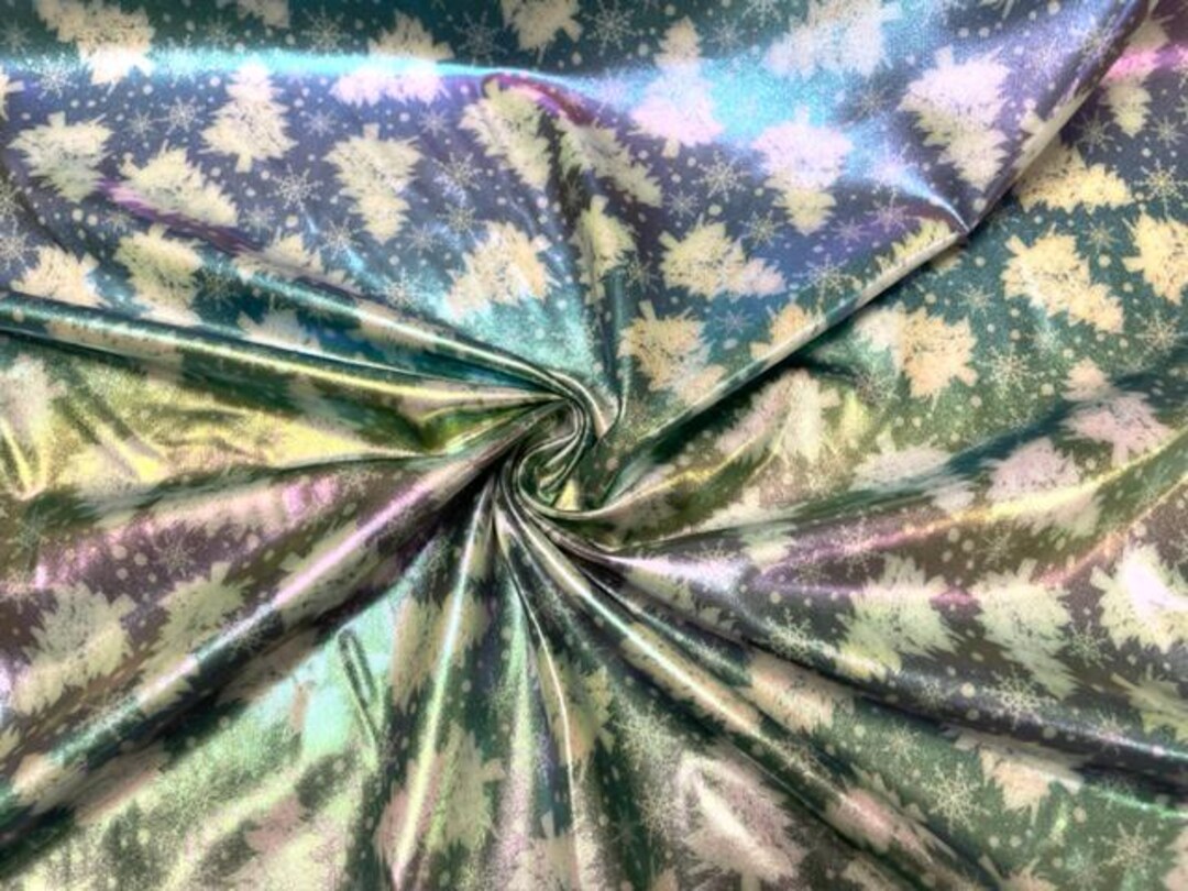 Holo Pleather Brittany Frost Designs Xmas Tree Print #38 Shiny Stretch ...