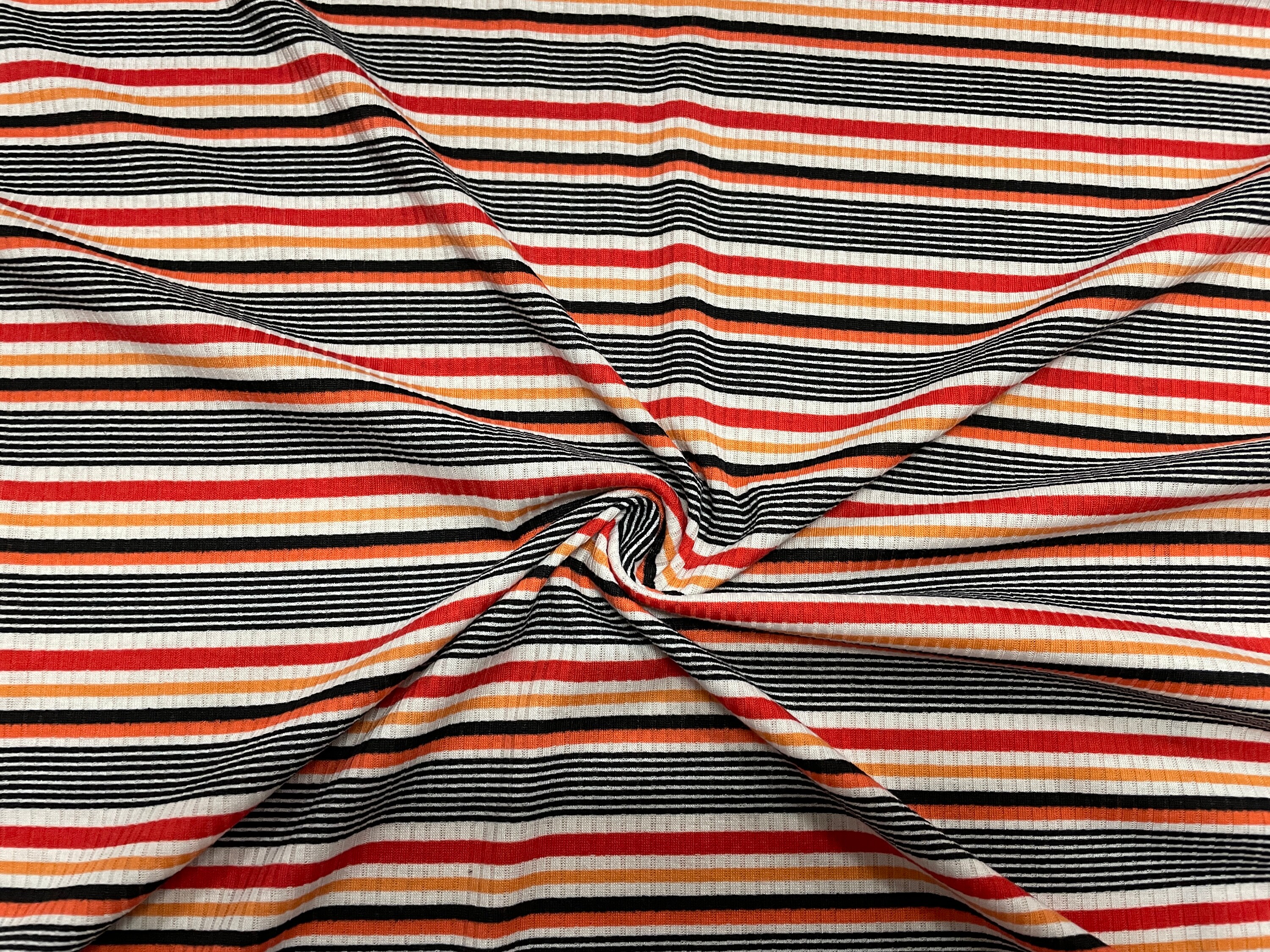 Rainbow Stripe Rib Knit Print 34 4x2 Jersey Knit Polyester - Etsy