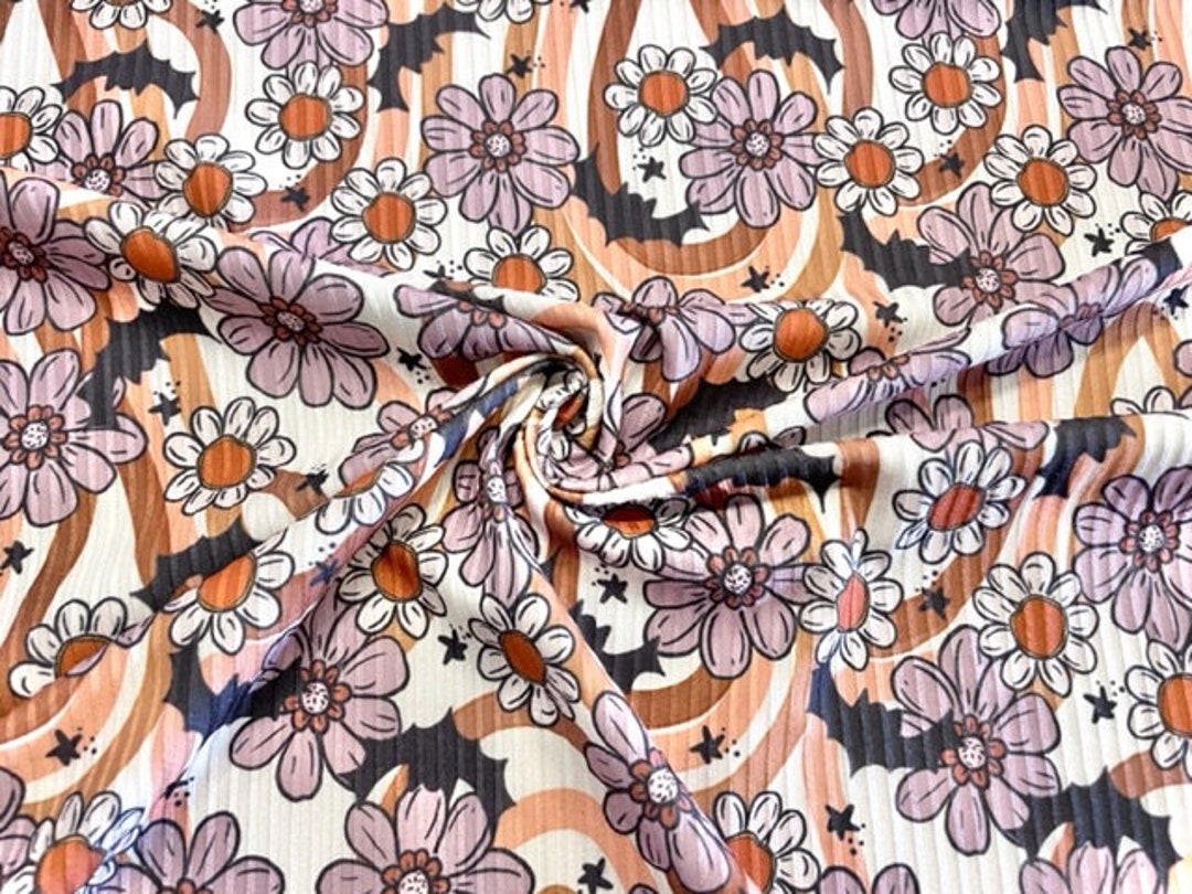 Brittany Frost Designs Bats DBP 4x2 Rib Knit Print #206 Double Brushed ...