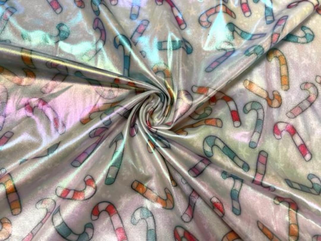 Holo Pleather Brittany Frost Designs Candy Cane Print #37 Shiny Stretch ...