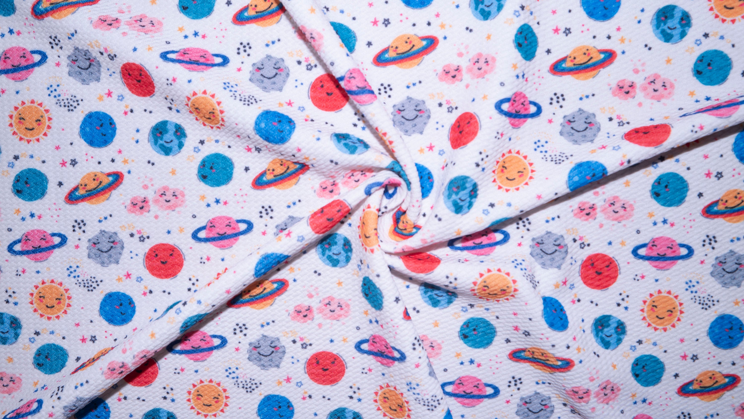 Happy Solar System Bullet Print 310 Ribbed Scuba Techno | Etsy